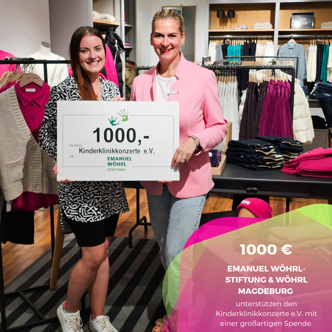 Danke für die Spende der Emanuel Wöhrl-Stiftung und des WÖHRL Modehaus ...